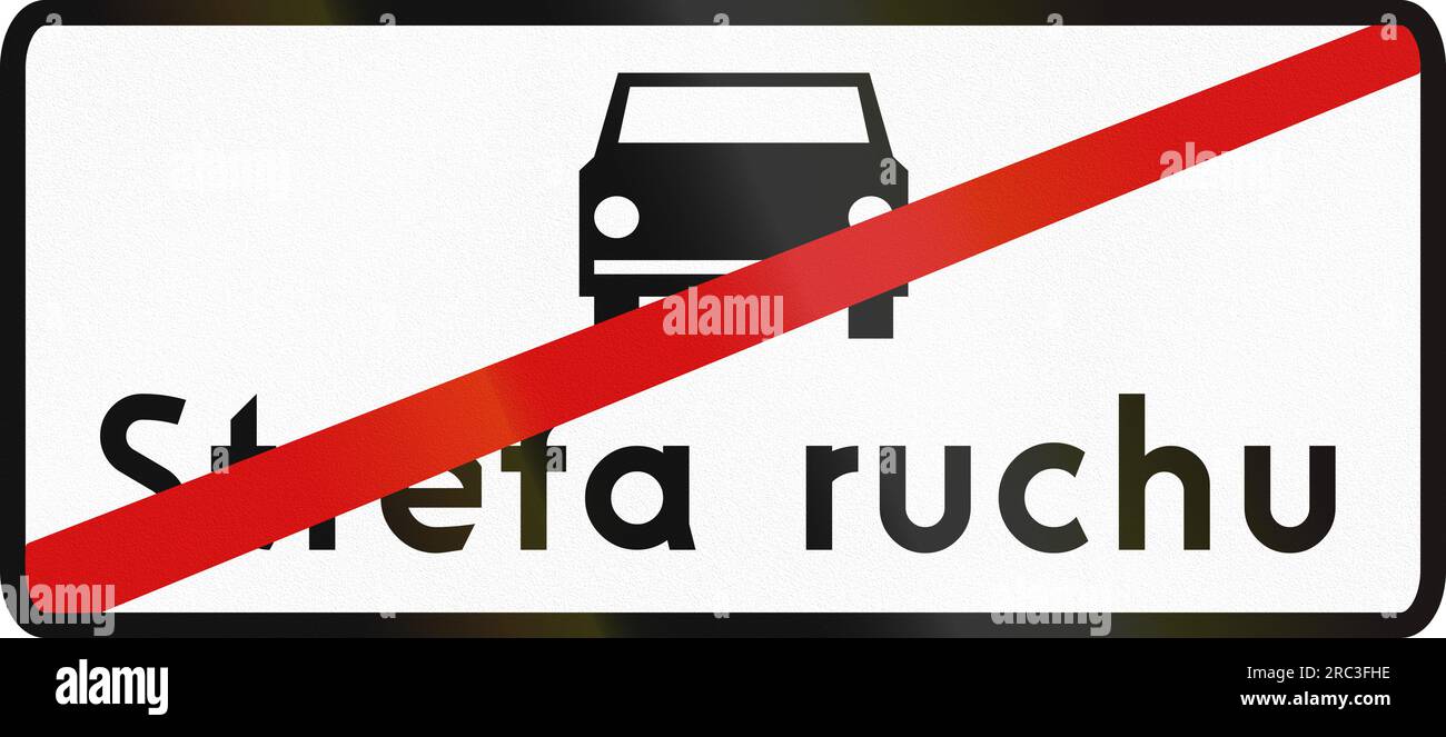 Polish traffic sign: End of traffic control zone Stock Photo - Alamy