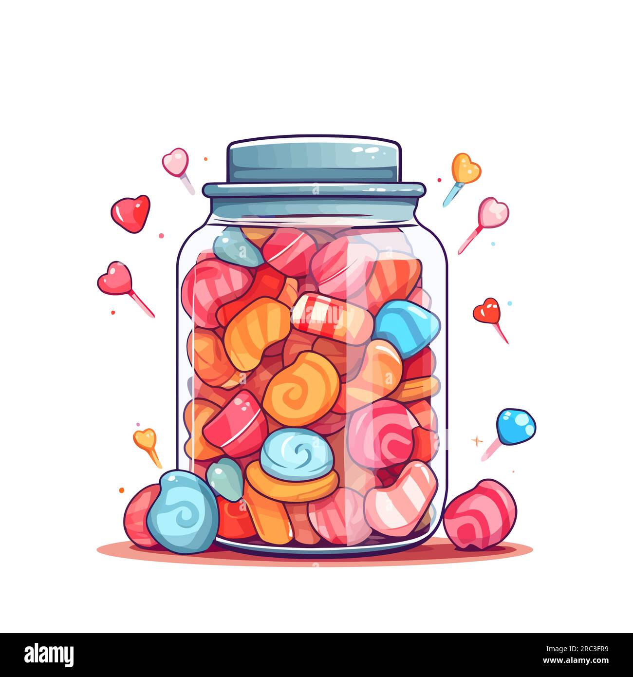 Lollipops image. Glass jar with various lollipops. Sweet candies in ...