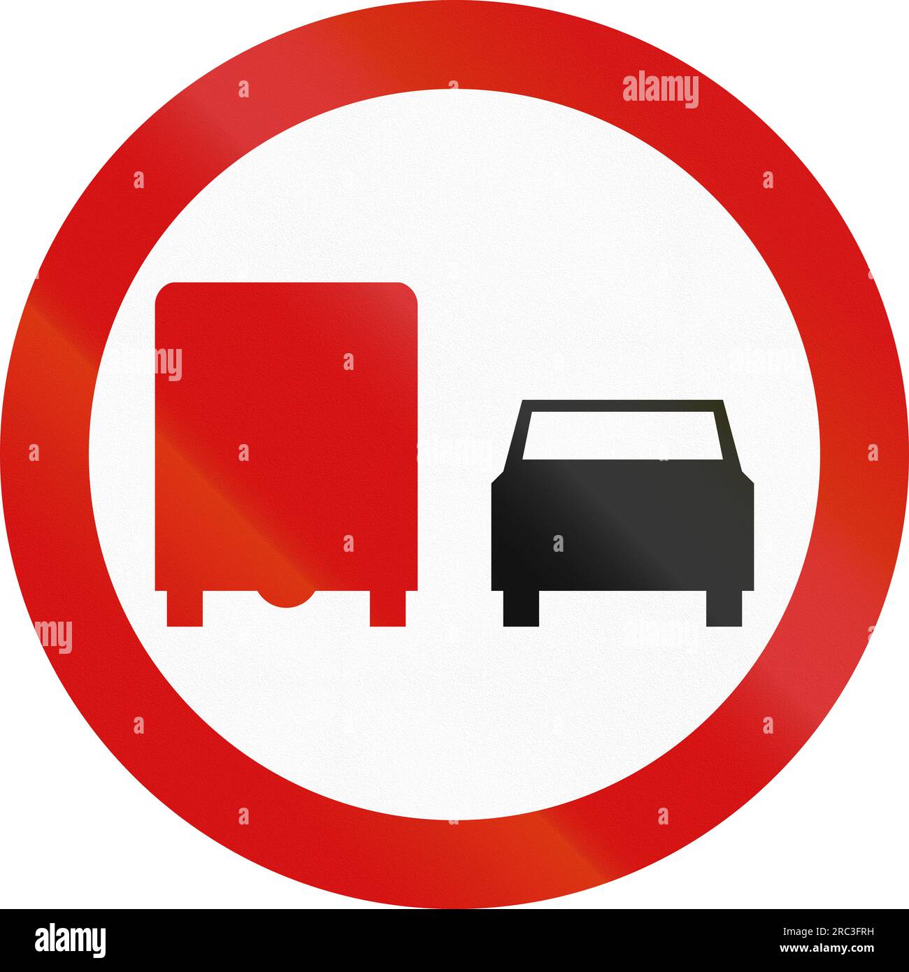 Polish traffic sign: No overtaking by lorries! Stock Photo - Alamy