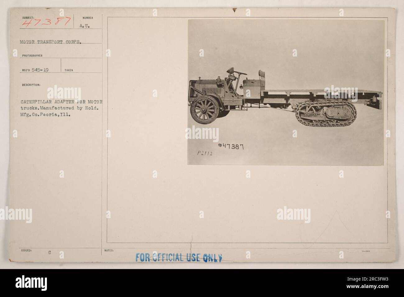 Hold Mfg. Co. in Peoria, Illinois created this caterpillar adapter ...