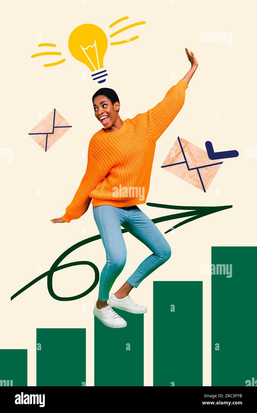 Creative collage picture of young girl dancing invent creative startup ...