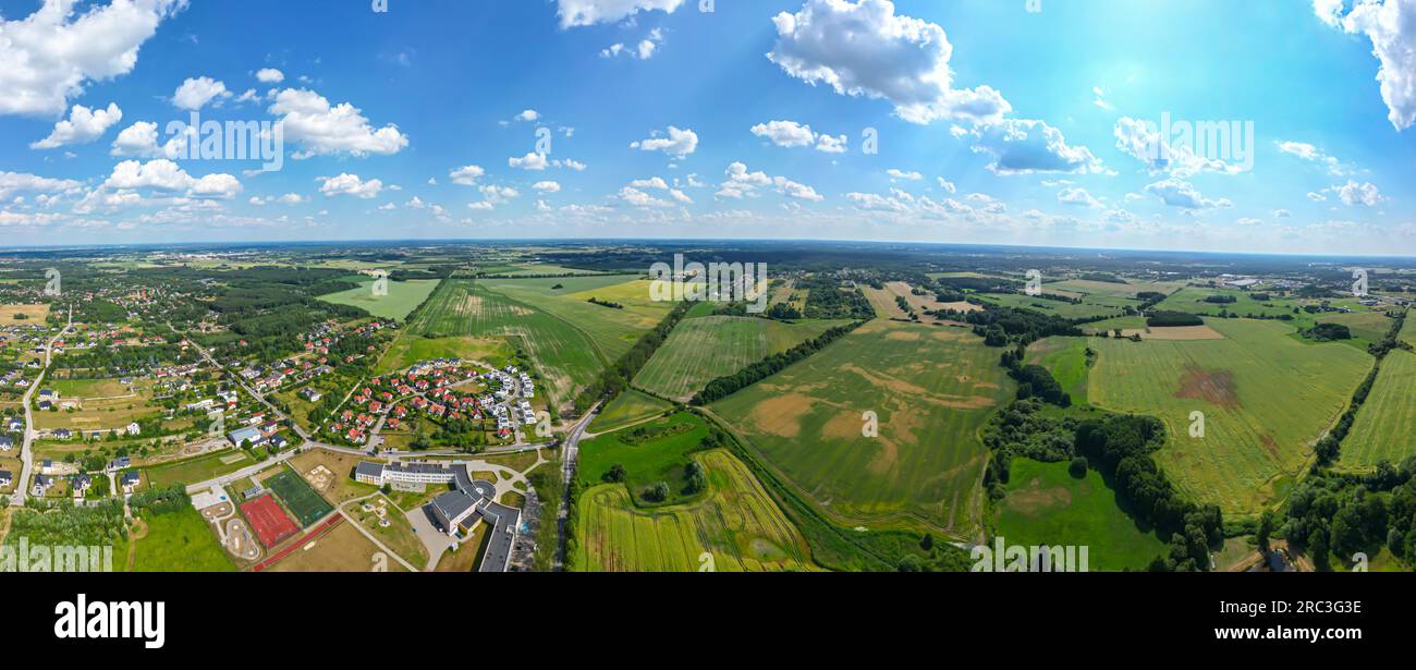 Aerial photo of village of Houses Residential Drone Above View Summer ...