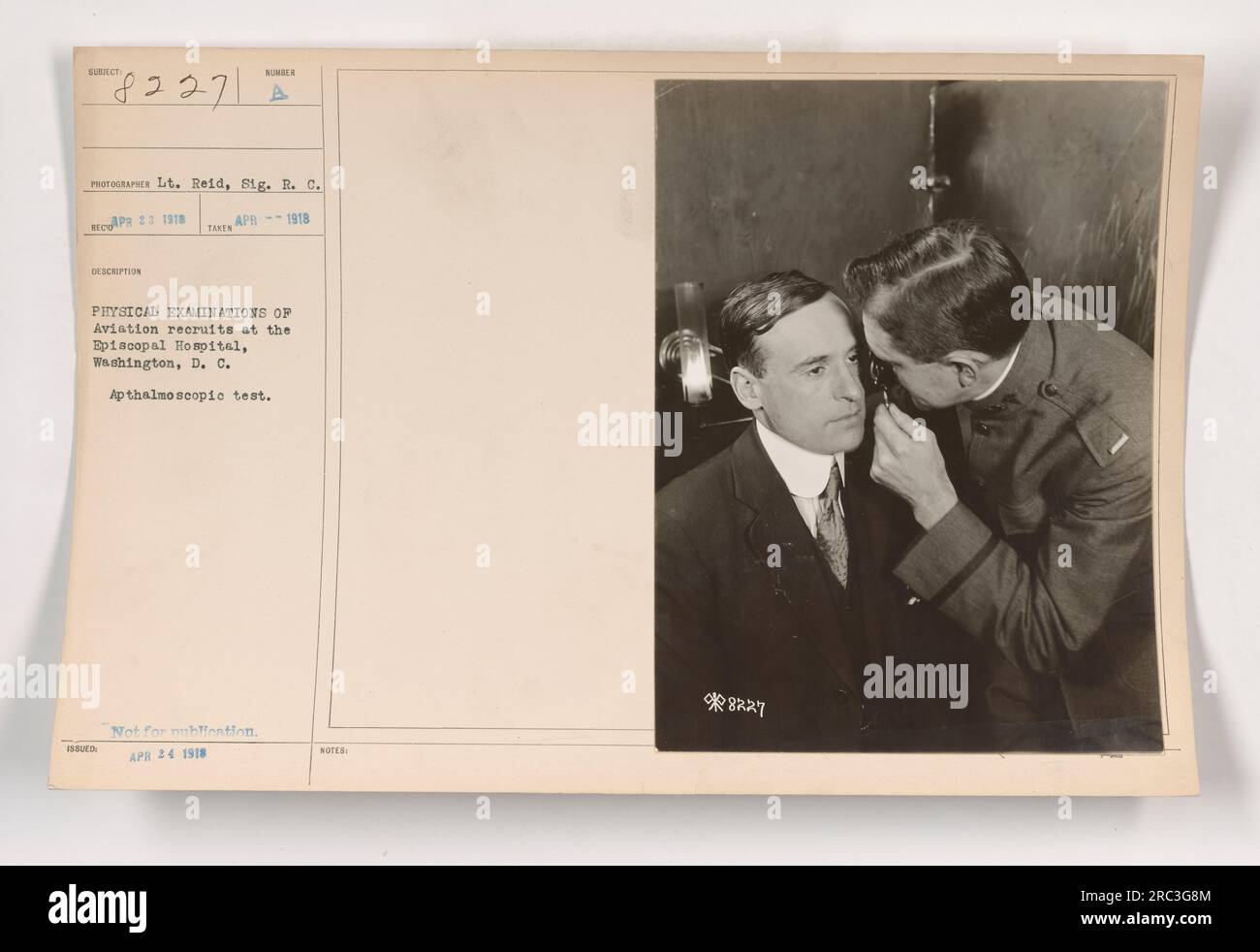 Aviation recruits undergoing physical examinations, including an ...