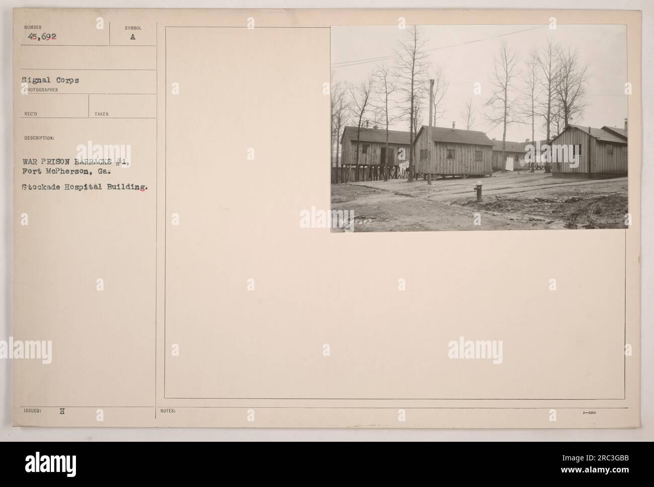 This caption reads: "War Prison Barracks #1, Fort McPherson, GA. This ...