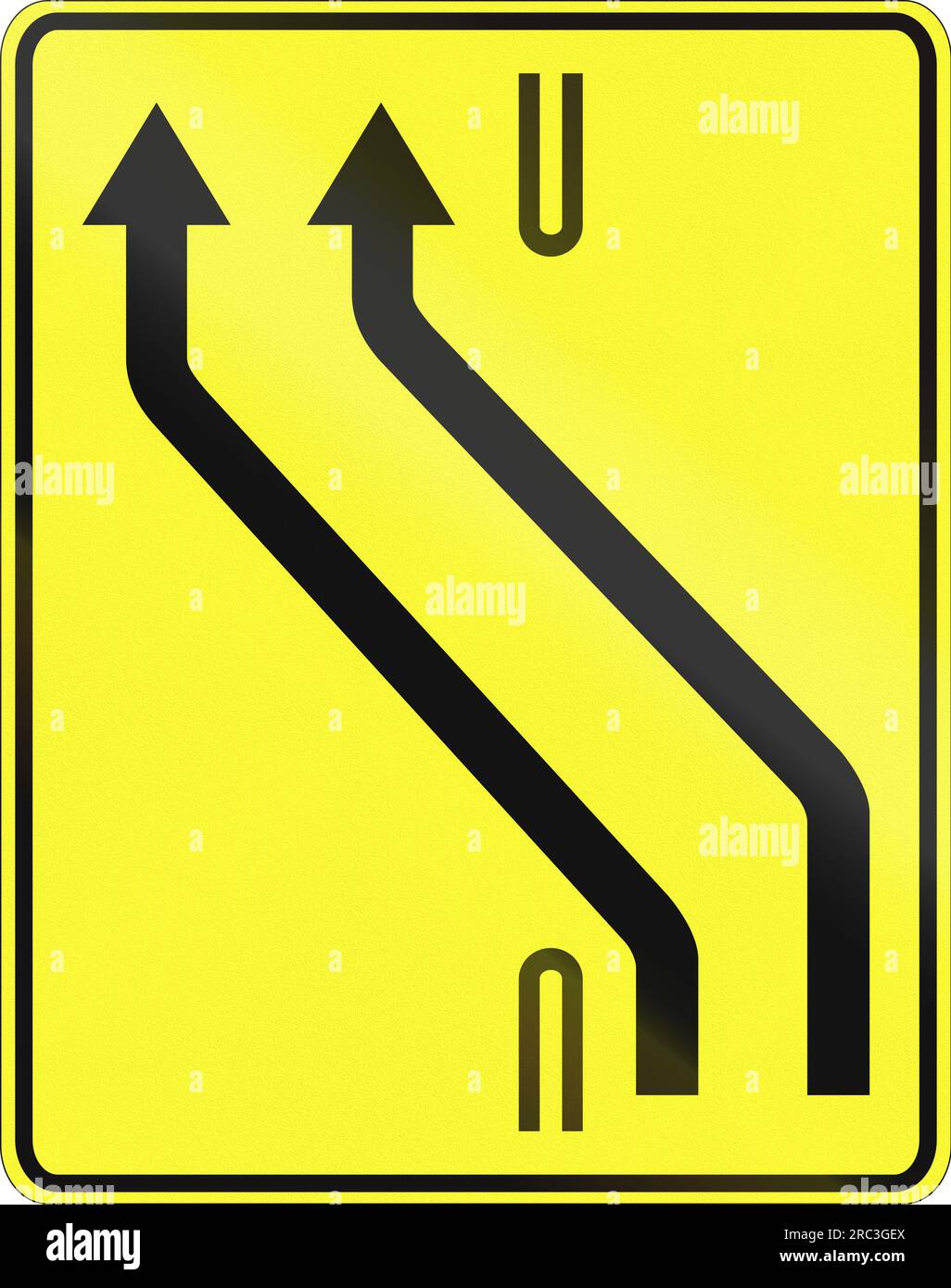 Polish information sign - lane crossover Stock Photo - Alamy