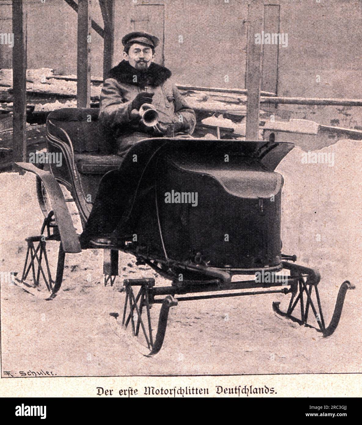 transport / transportation, sledge, snowmobile, the first German ...