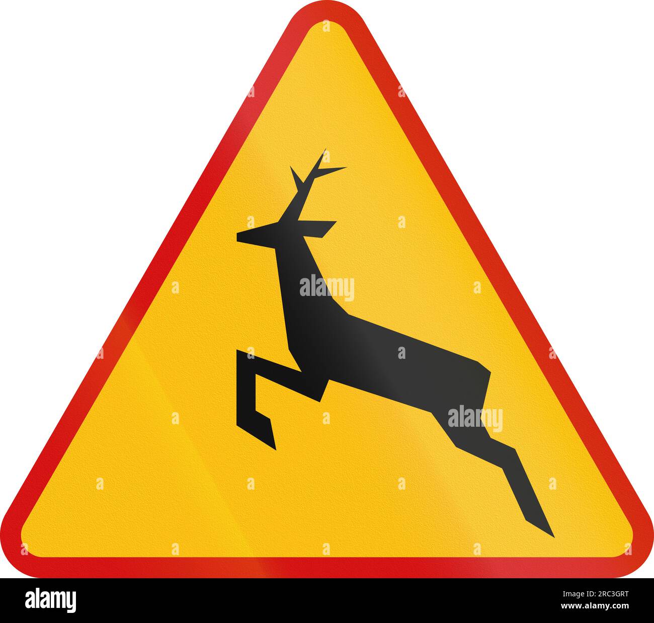 Polish sign warning about wild animals like deer crossing the road ...