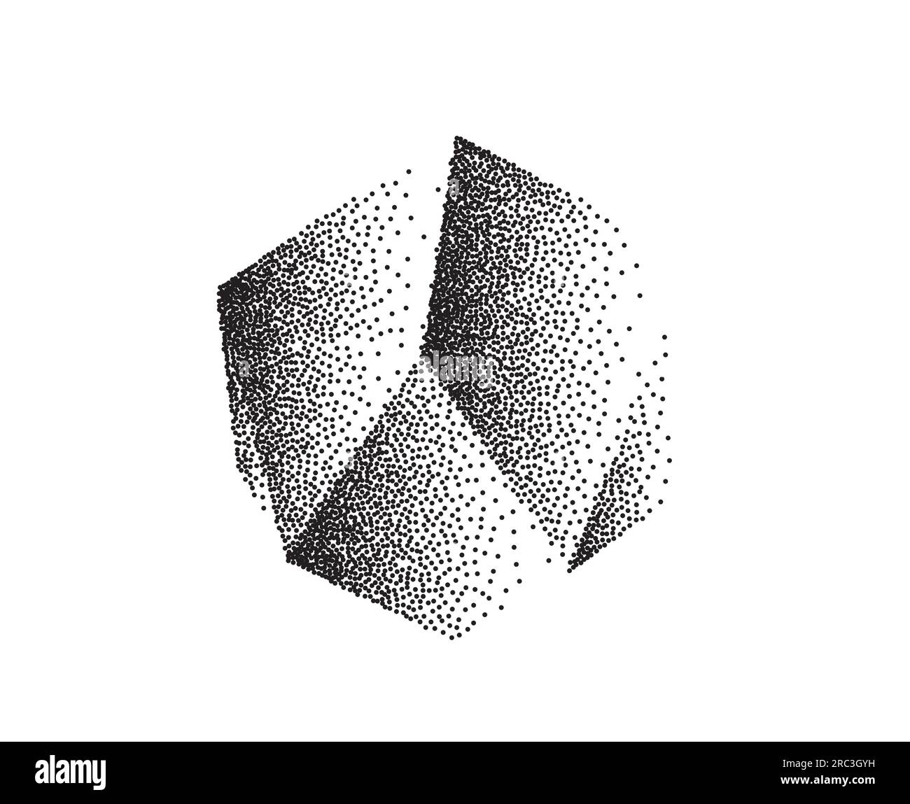Icosahedron with stipple gradient. Geometric shape halftone element ...