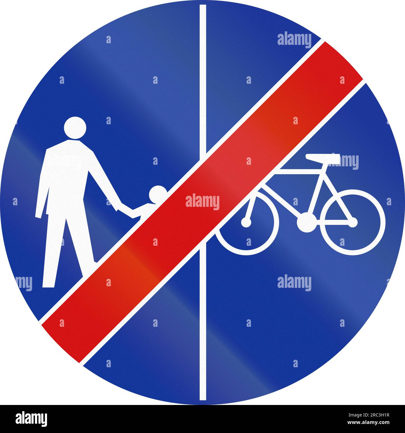 Polish traffic sign at the end of a shared-use path with separate lanes ...