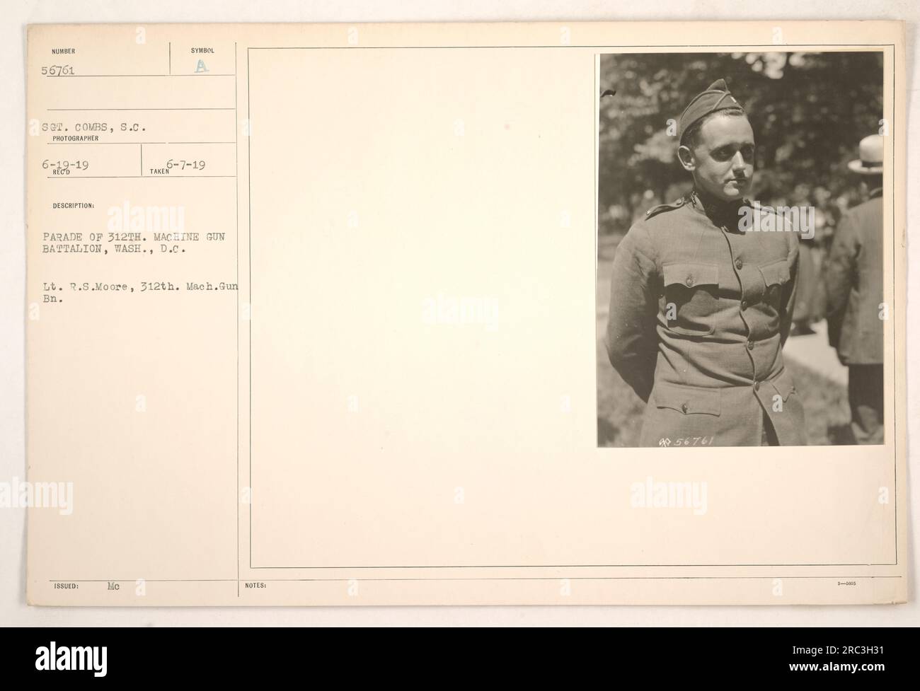 Caption: "Parade of the 312th Machine Gun Battalion in Washington, D.C ...