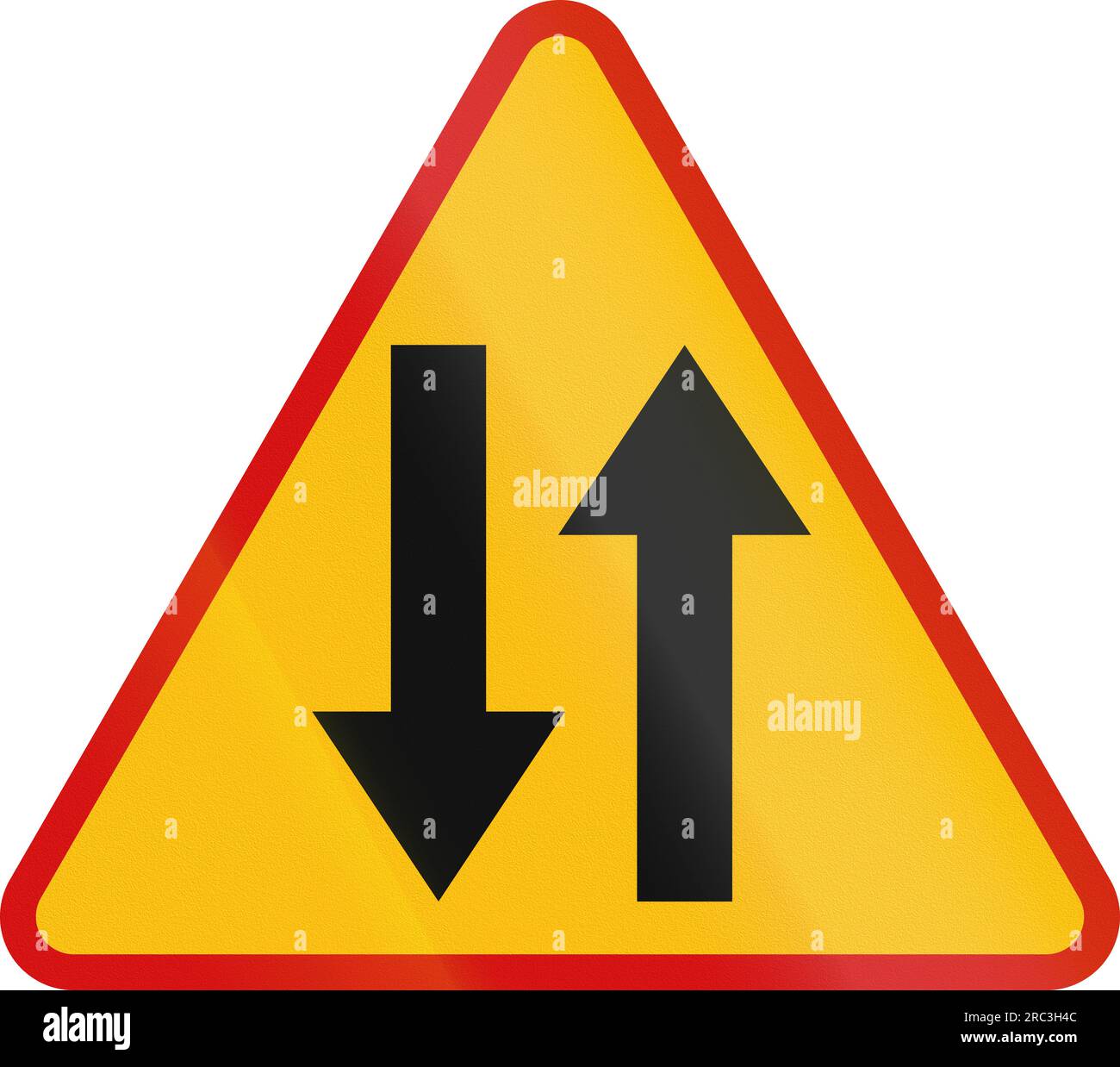 Polish sign warning about opposing traffic on a two-way road Stock ...