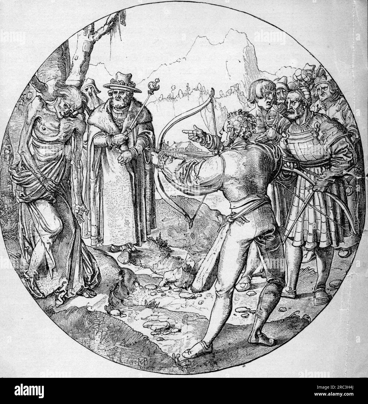 death, symbols, archer shooting at death, drawing, by Hans Baldung ...