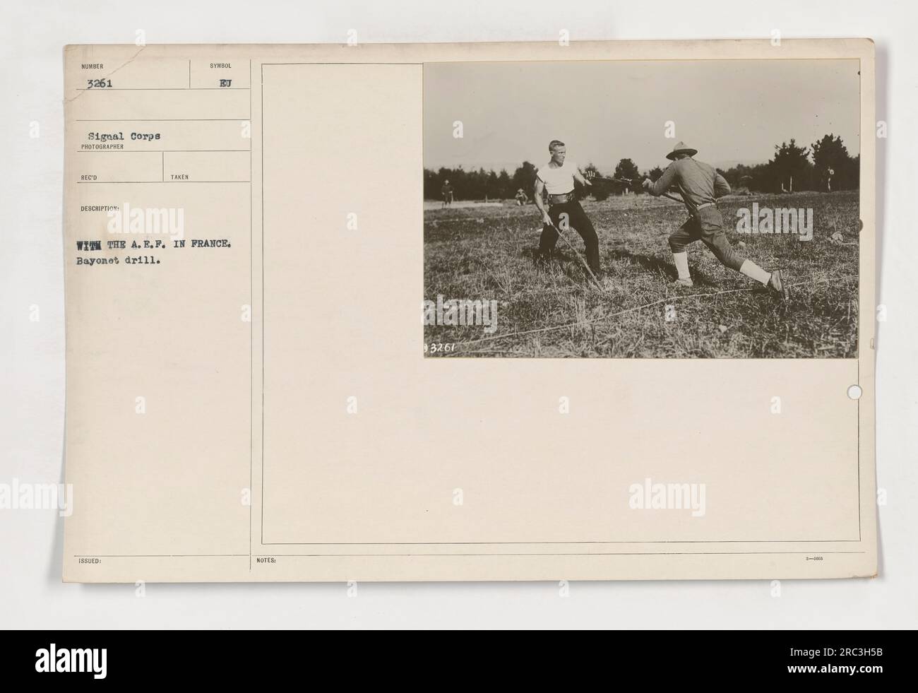 Soldiers participating in bayonet drill during World War One. This image, numbered 111-SC-3261 ...