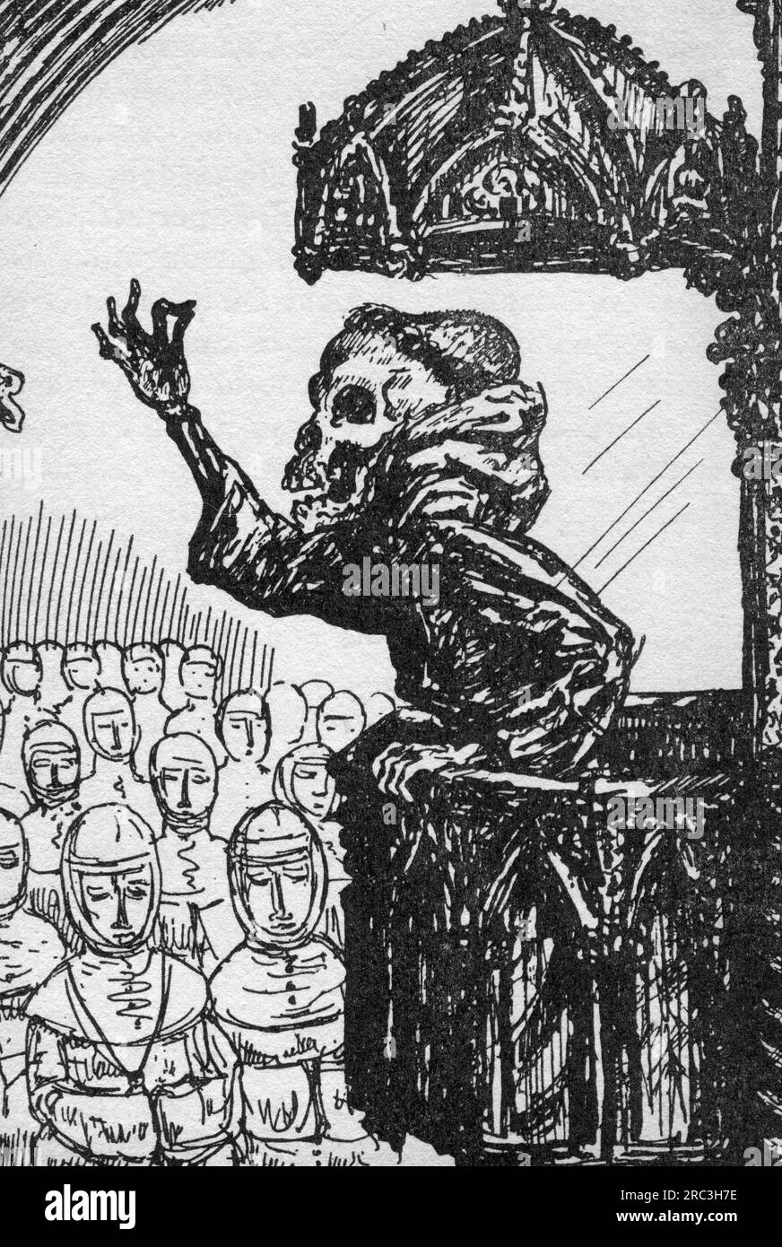 death, symbol, death as preacher, drawing, by Alfred Kubin (1877 - 1959 ...