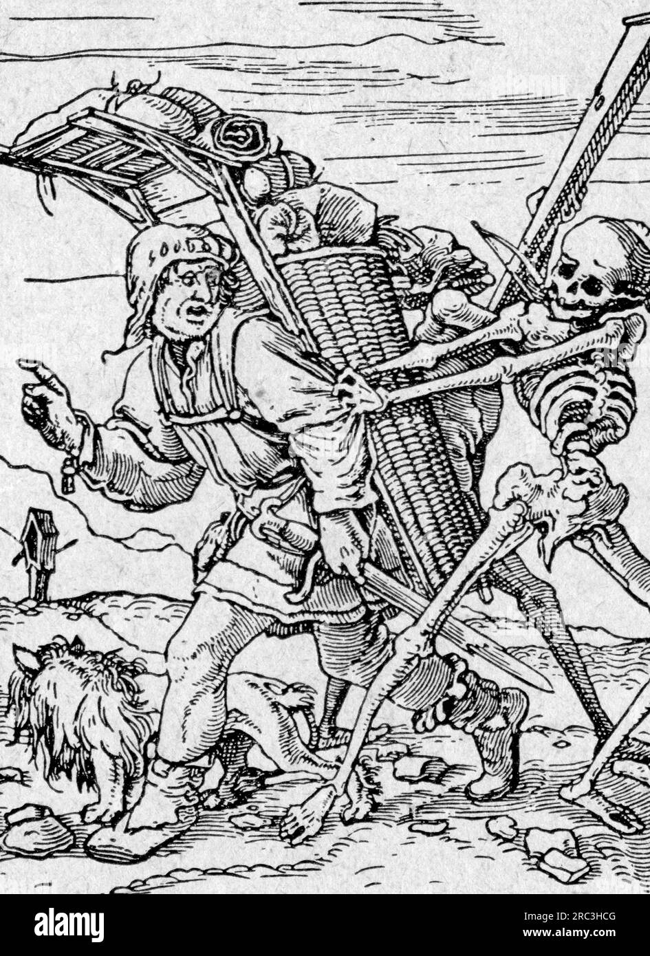 death, Dance of Death, death of the child, by Hans Holbein the Younger (1497 - 1543), woodcut ...