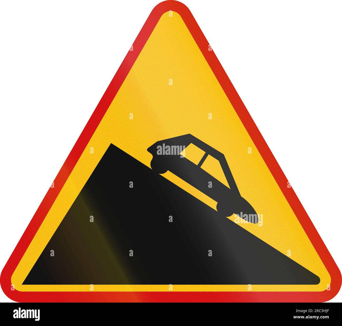 Polish warning sign about decline Stock Photo - Alamy