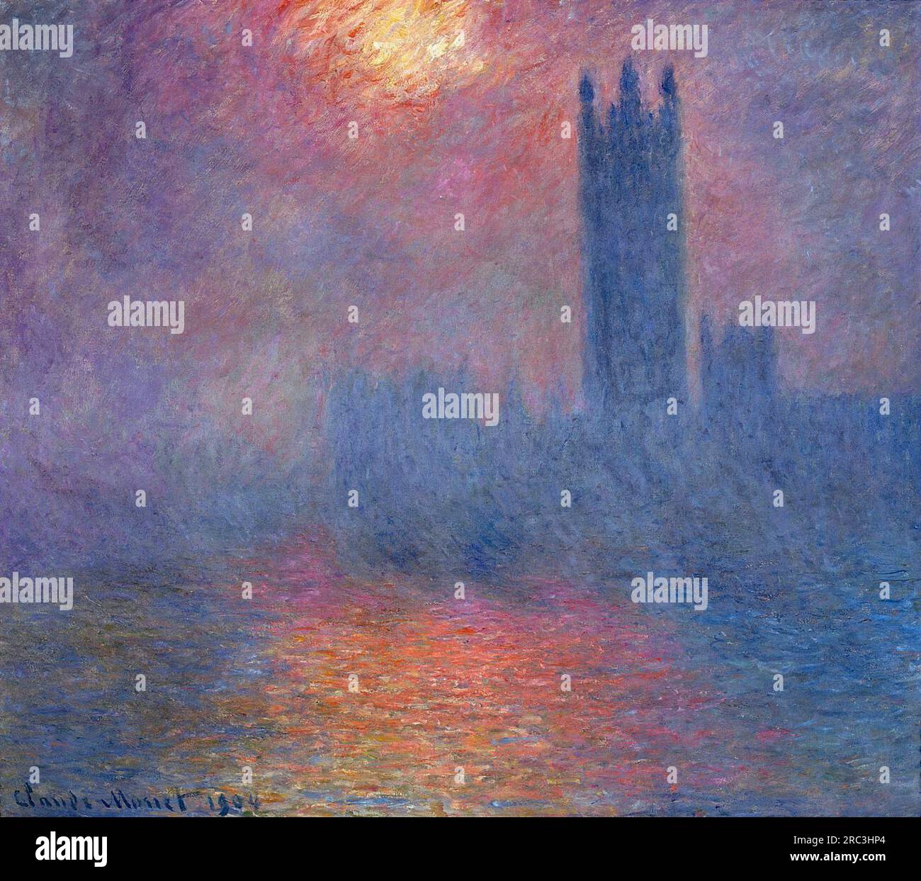 Houses of Parliament, London, Sun Breaking Through 1904 by Claude Monet ...
