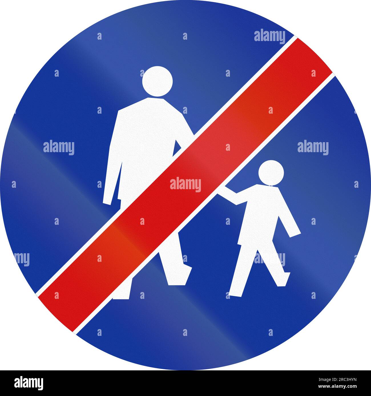 Polish sign at the of of a pedestrian lane depicting father and child ...