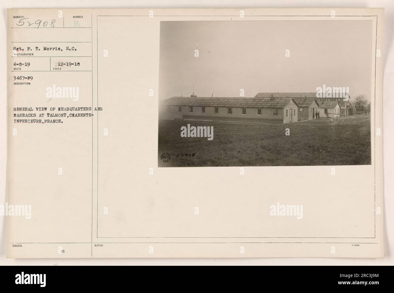 A general view of headquarters and barracks at Talmont, Charente ...