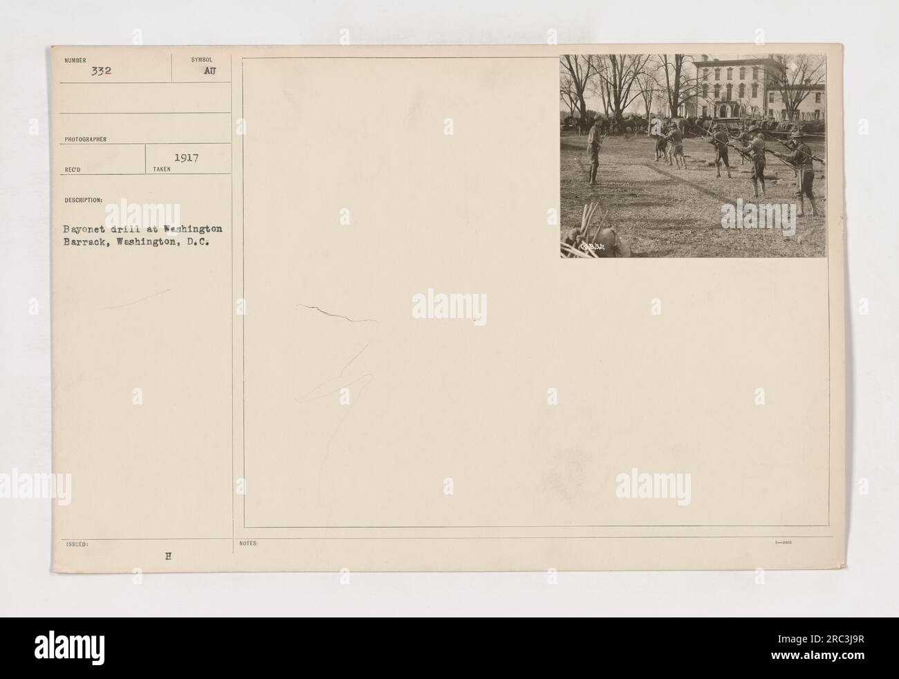Soldiers practicing bayonet drill at Washington Barracks in Washington, D.C. during World War ...
