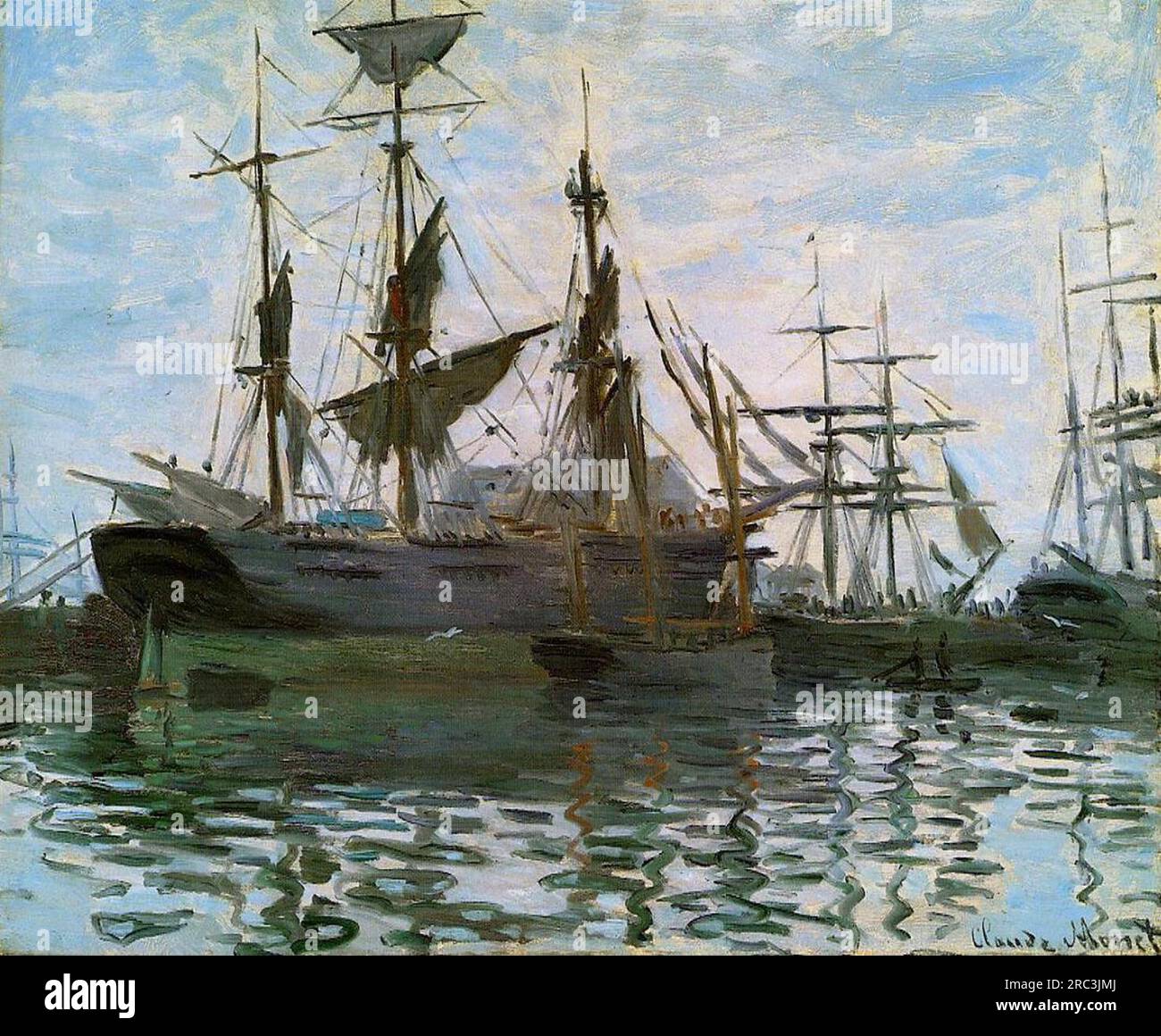 Ships in Harbor c.1873; Le Havre, France by Claude Monet Stock Photo ...