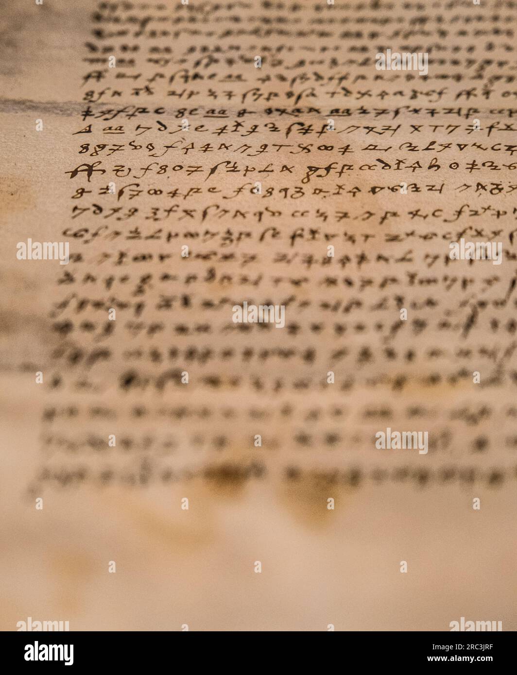 Elizabethan encoded text with an encryption cypher in a letter Stock ...