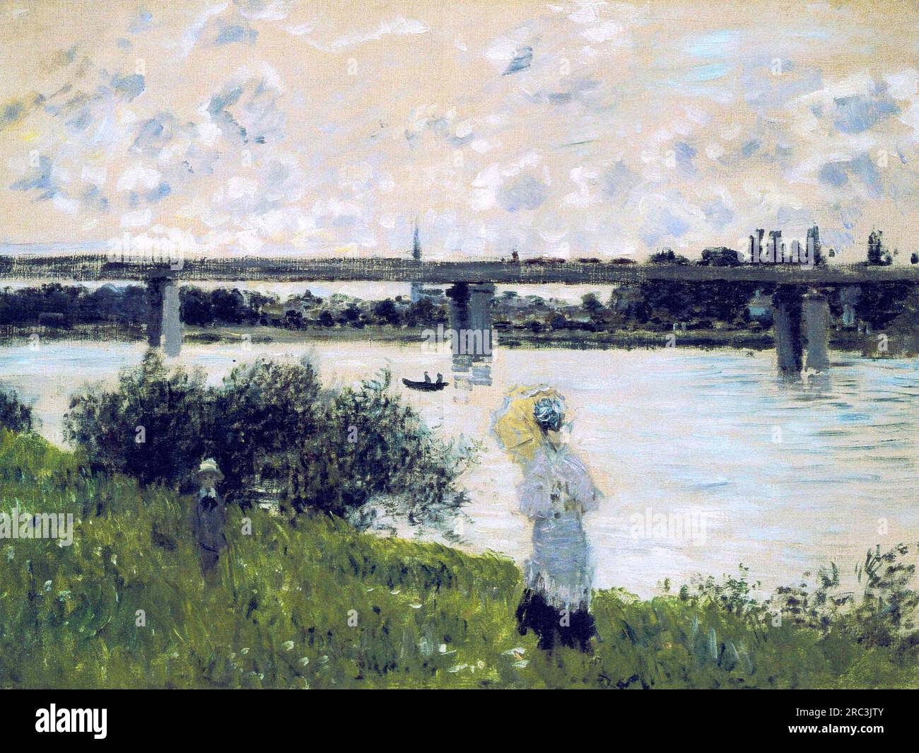 The Promenade near the Bridge of Argenteuil 1874 by Claude Monet Stock ...