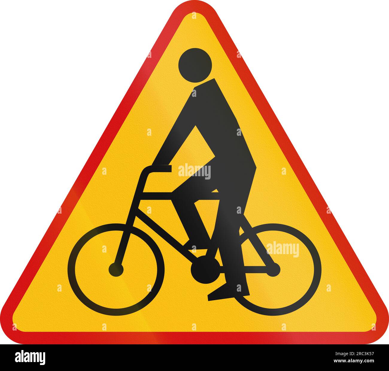 Polish sign warning about cyclists crossing the road Stock Photo - Alamy