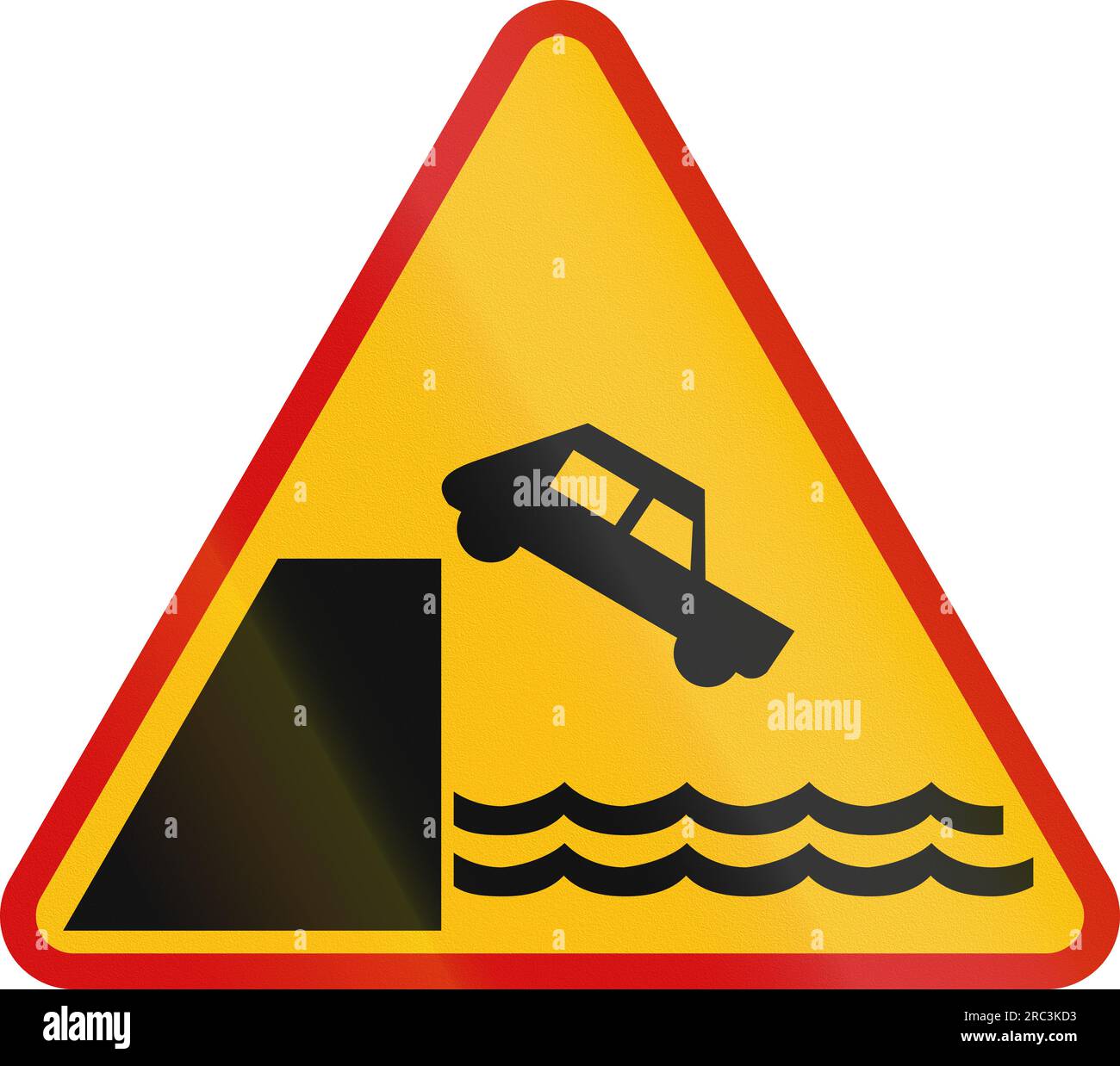 Polish sign warning about an edge of water Stock Photo - Alamy