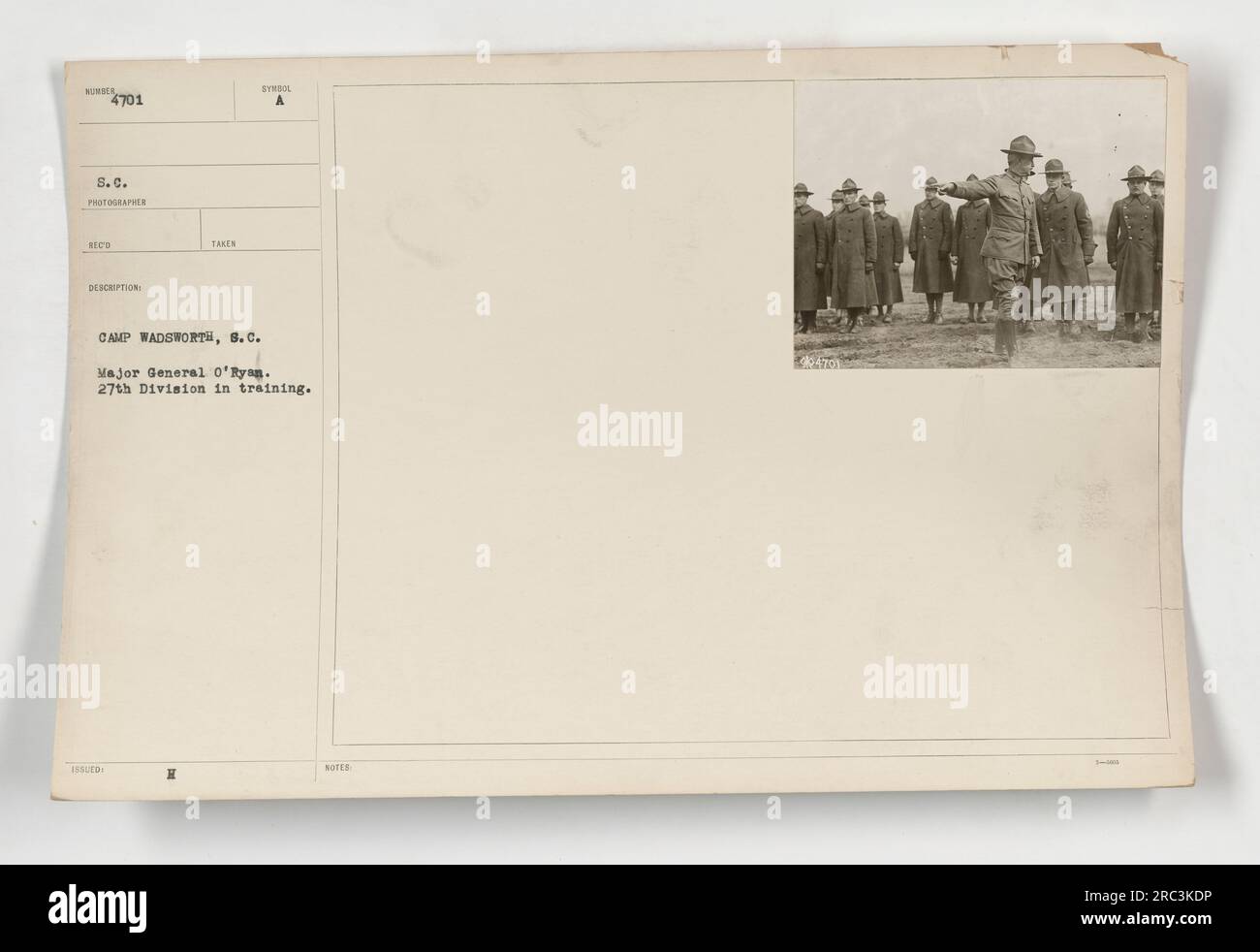 Major General O'Ryan, commander of the 27th Division, oversees the ...