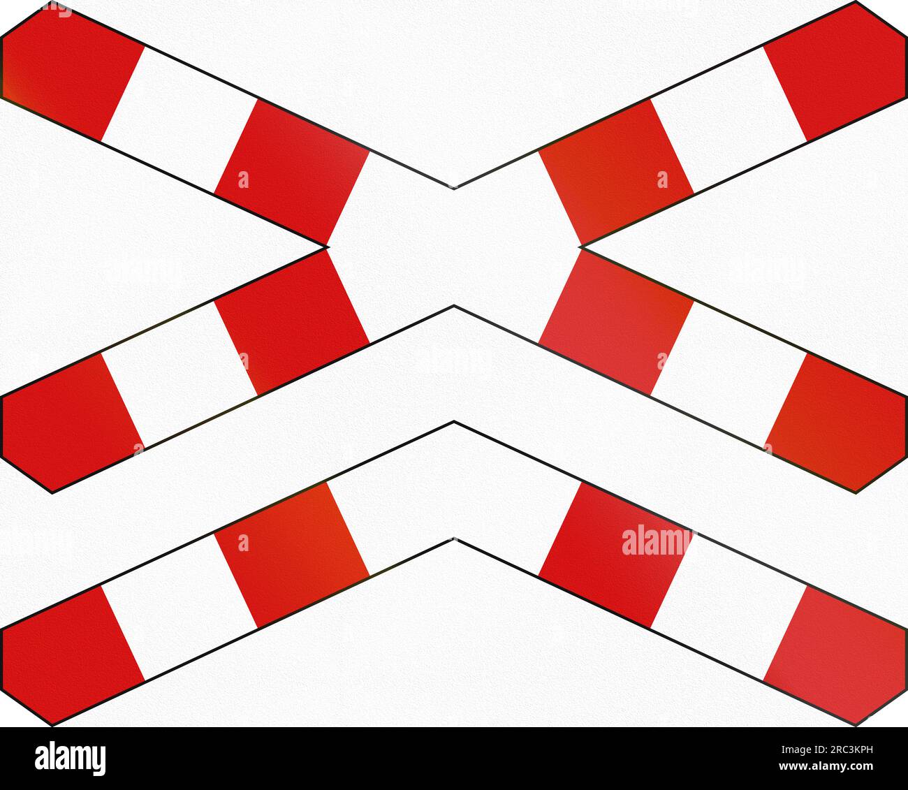 Polish warning sign for multi-track level crossing, horizontal variant ...