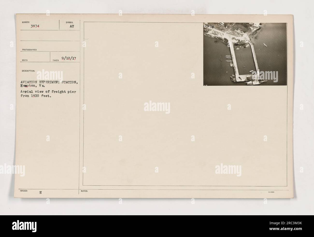 Aerial view of a freight pier at the Aviation Experiment Station in ...