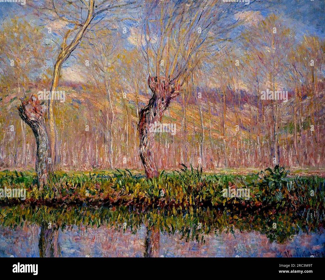 The Banks of the River Epte in Springtime 1885 by Claude Monet Stock ...