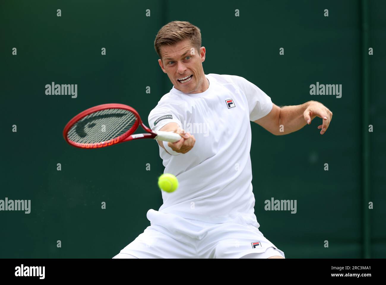 Neal Skupski and Wesley Koolhof (not pictured) in action against Ariel ...