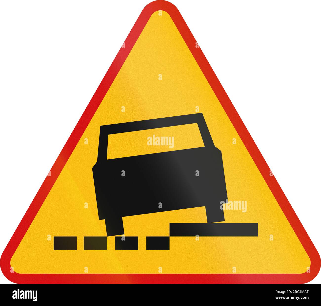 Hazardous shoulder on the left in Poland Stock Photo - Alamy