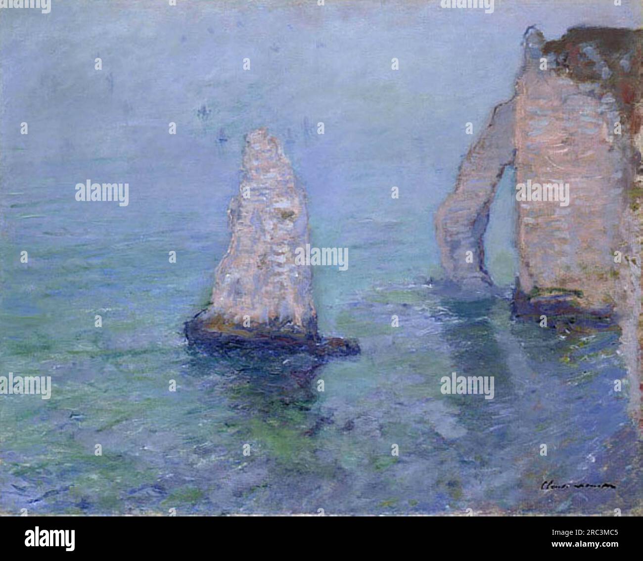 The Rock Needle and Porte d’Aval, Etretat 1885 by Claude Monet Stock ...