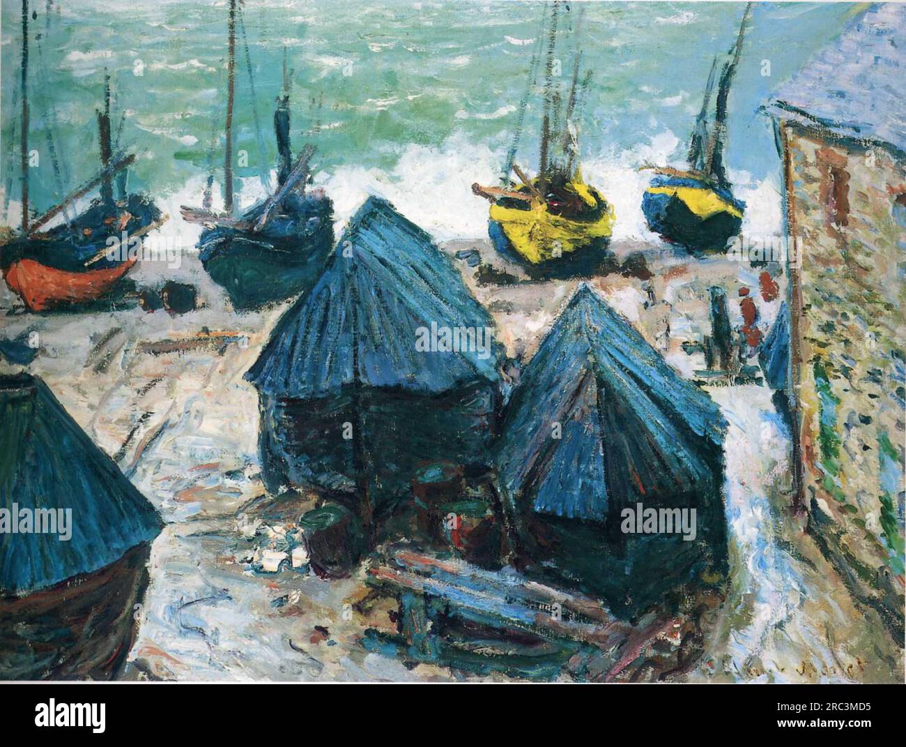Boats on the Beach at Etretat 1885 by Claude Monet Stock Photo - Alamy