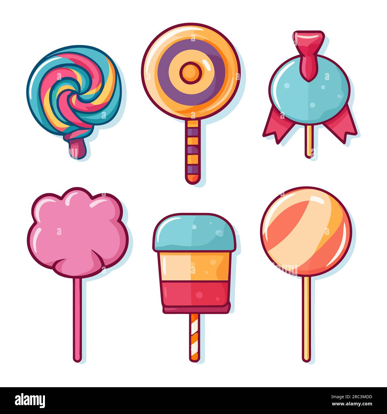 Lollipop image isolated. Set of various sweet lollipop on stick. Sweet ...