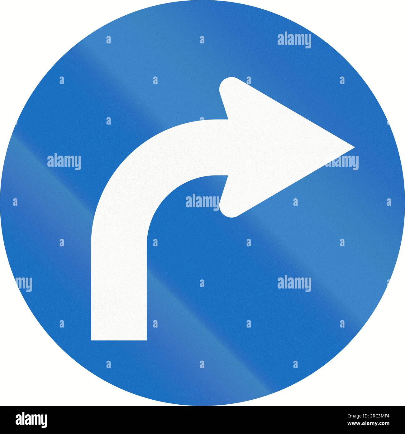 Austrian traffic sign: Turn right ahead Stock Photo - Alamy