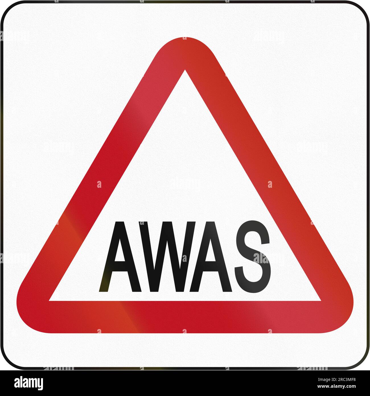 Road sign in Brunei: Awas (Look Out! / Beware! Stock Photo - Alamy