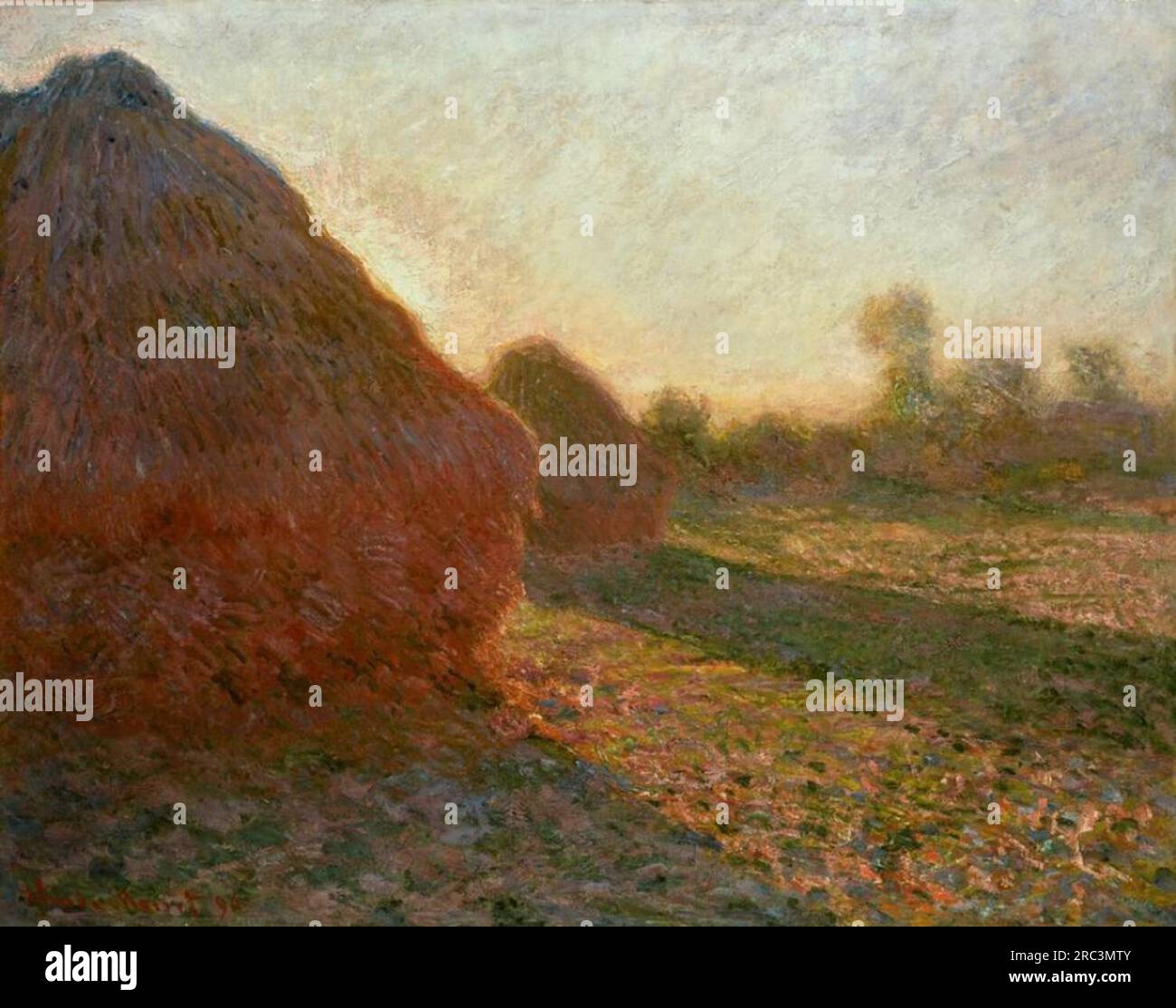 Haystacks, Last Sunrays 1890; Giverny, France by Claude Monet Stock ...