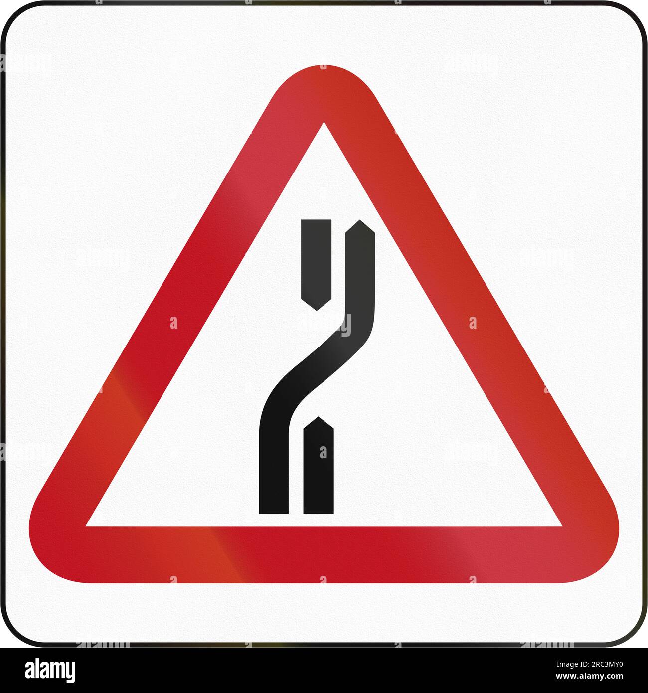 Road sign in Brunei: Carriageway Diverts To Right Stock Photo - Alamy