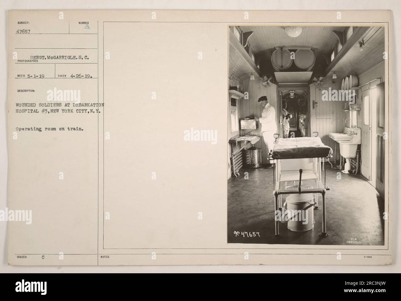 Wounded soldiers being treated in the operating room on a train at ...