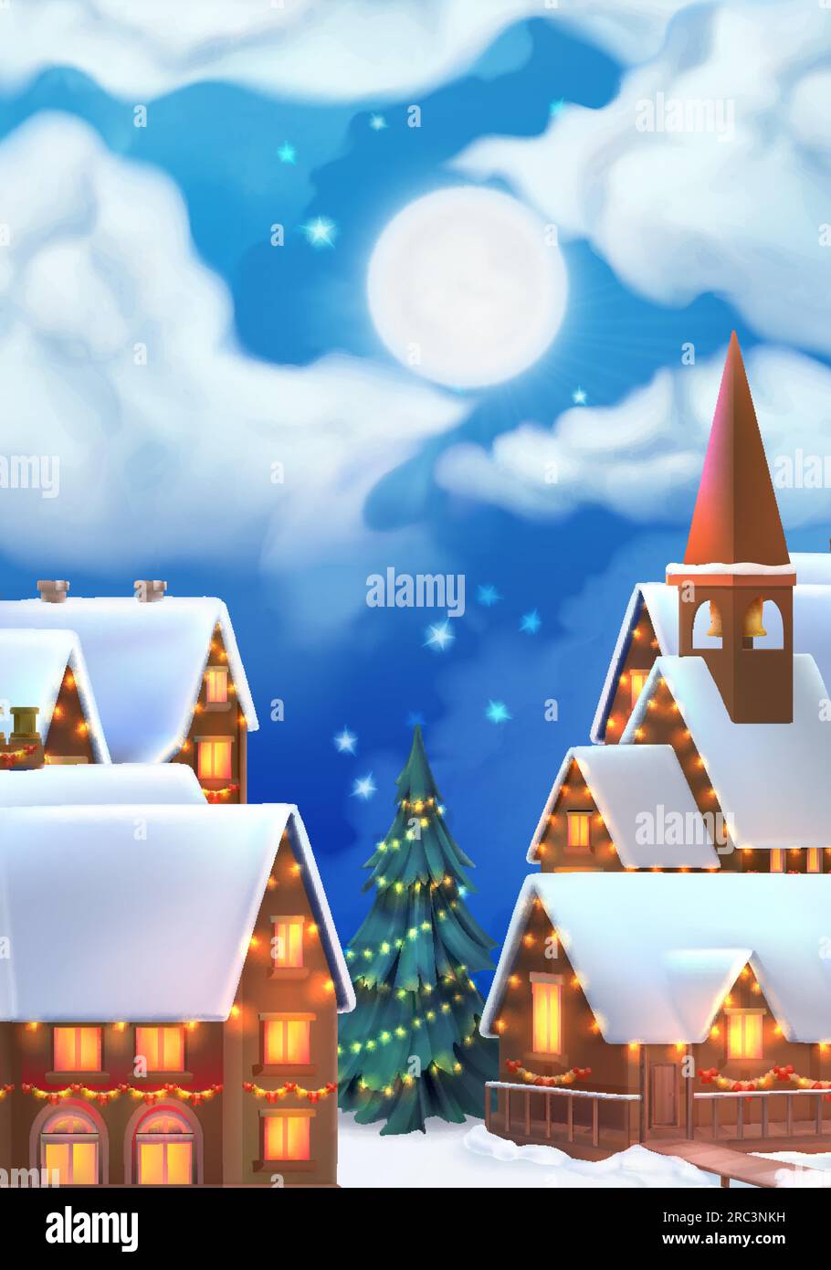 Night christmas tree illuminated Stock Vector Images - Alamy