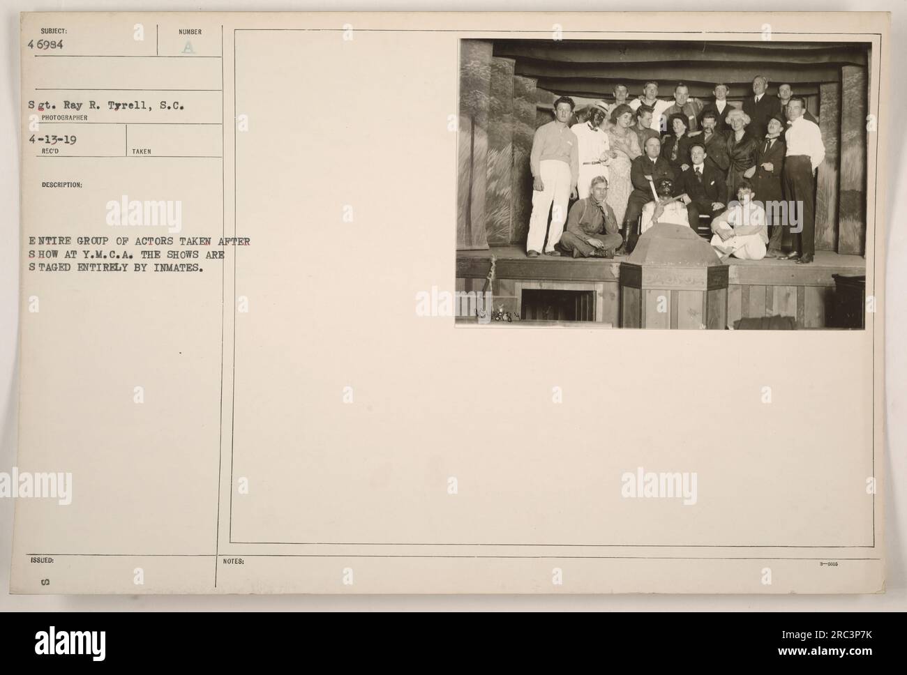 Group of actors gathered together after performing a show at the Y.M.C ...
