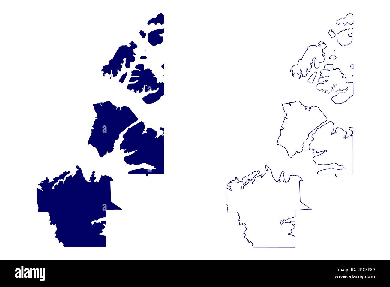 Inuvik Region (Canada, Northwest Territories, North America) map vector ...