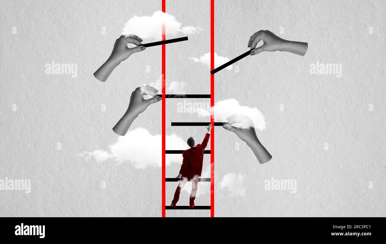 Contemporary art collage. Professional challenges. Ambitious employe ...