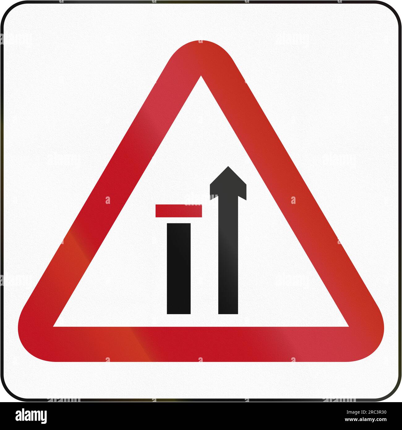 Road sign in Brunei: Left Lane Closed Ahead Stock Photo - Alamy