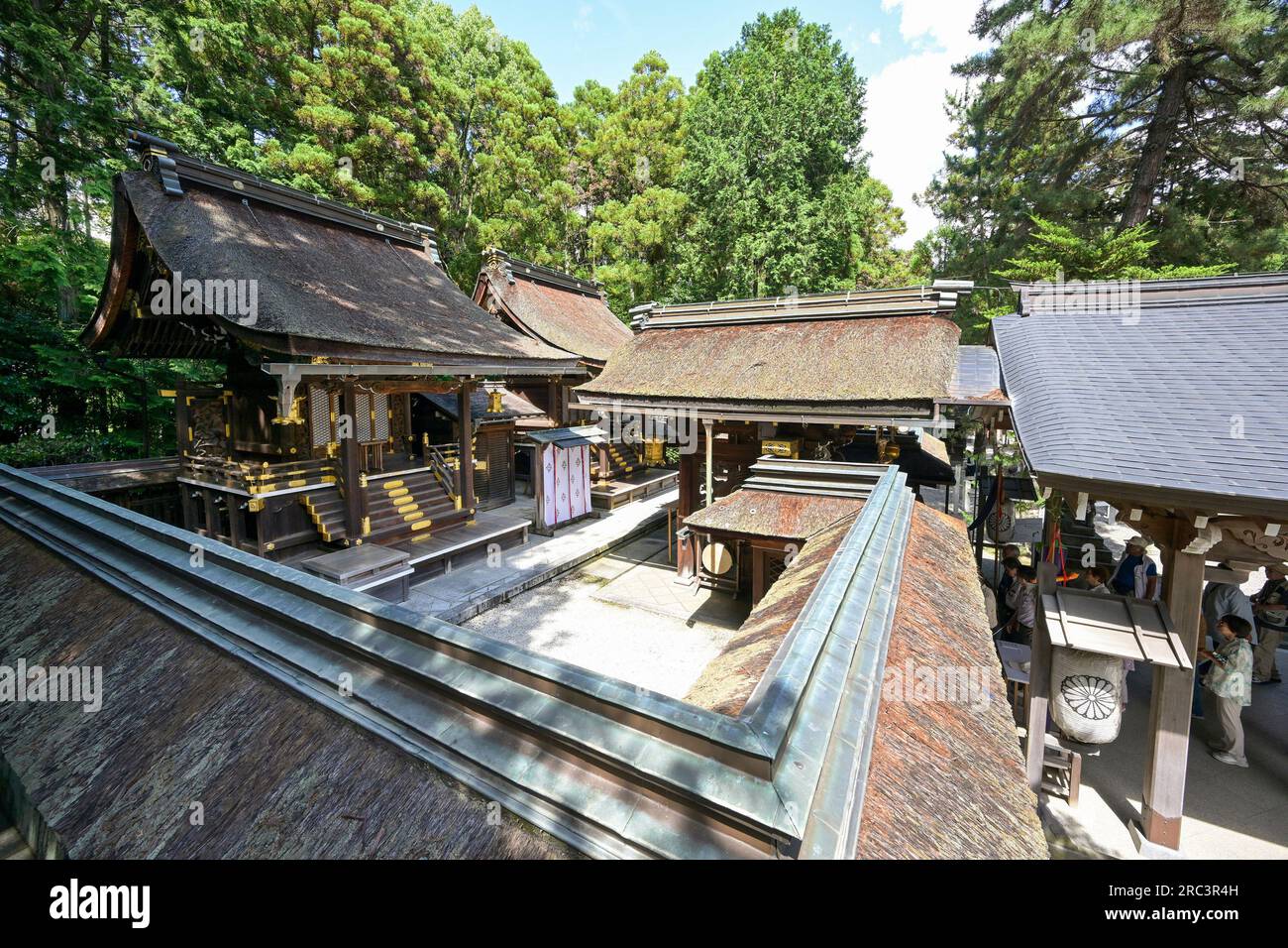 A photo shows Takebe Shrine (Takebe Taisha) which is a Shinto shrine ...
