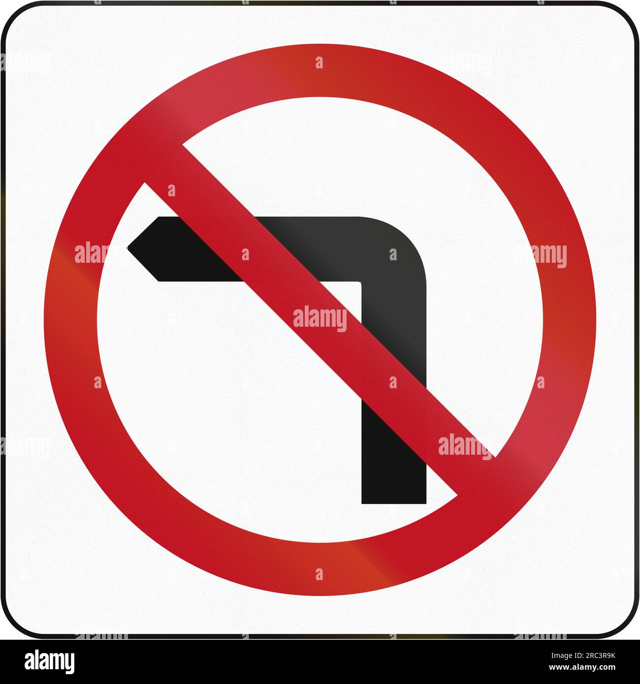 Bruneian regulatory sign - no left turn Stock Photo - Alamy